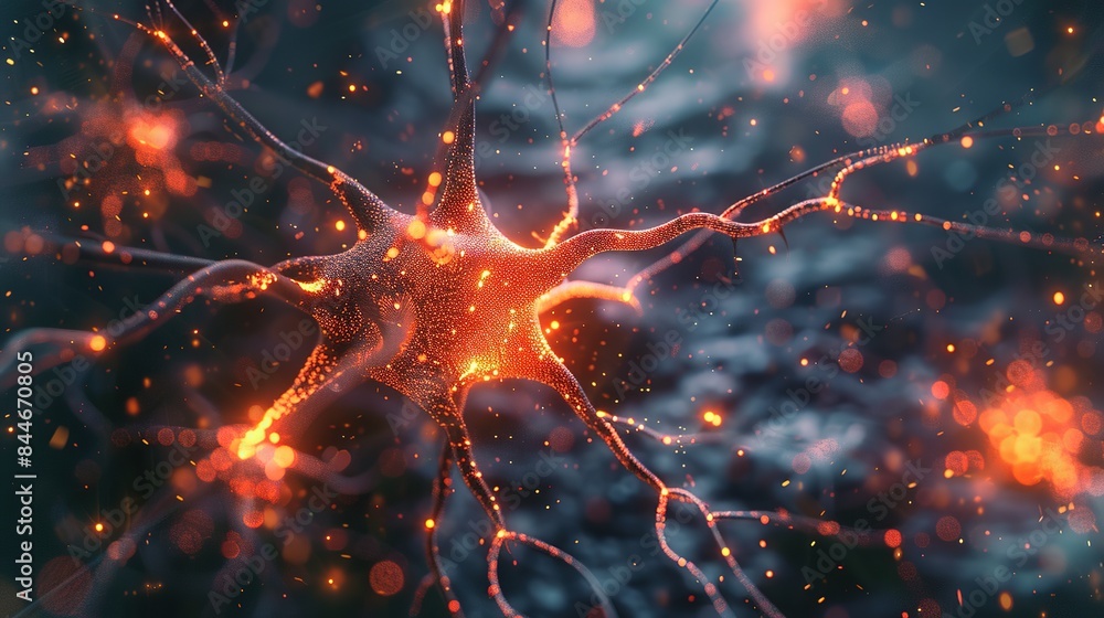 Abstract medical background. Neurons brain cells. Network of neurons in ...