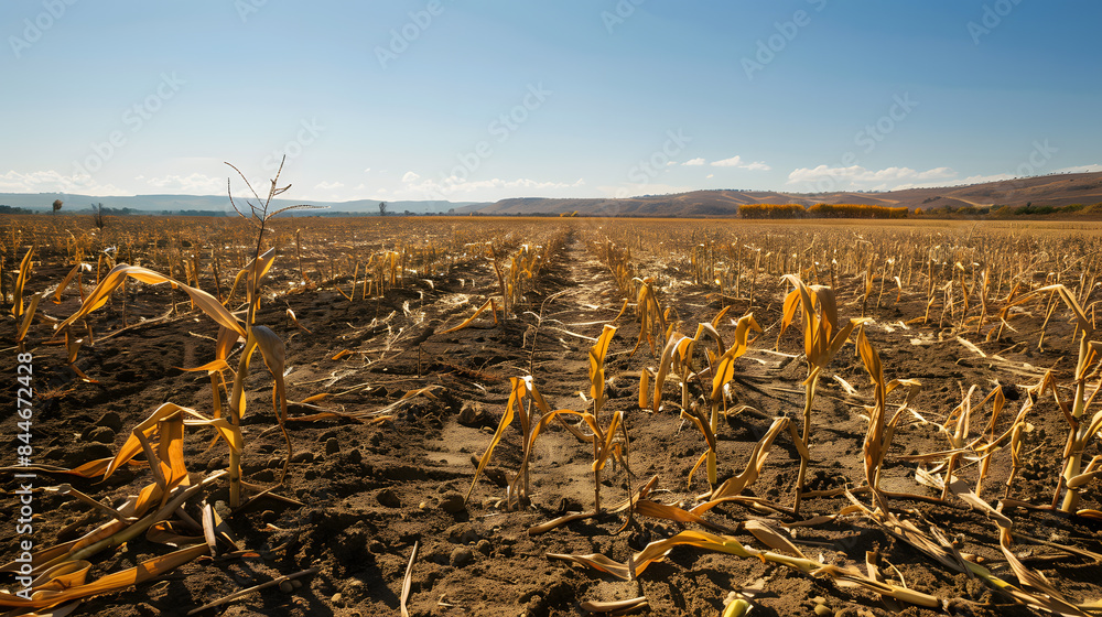 Corn plants wilting and dead in cornfield. Herbicide damage, drought ...