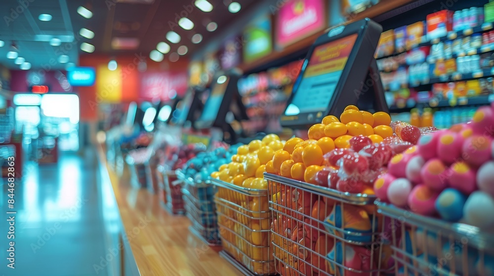 Clean and Organized Drugstore Checkout Area with Cashier Counter ...