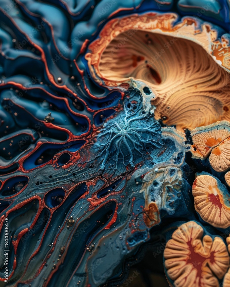A detailed microscopic image showing the intricate structure of brain ...
