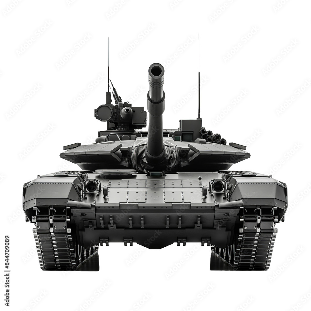 T-14 Armata tank isolated on transparent png background. A large black ...
