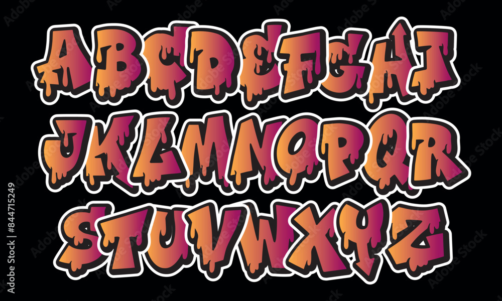 Alphabet in street graffiti style, hand drawn. street color vector ...