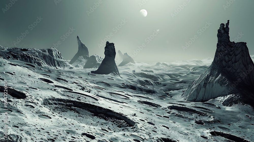 Lunar Landscape A surreal image of a barren otherworldly landscape ...