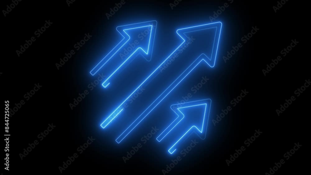 Neon Glowing Arrow Icon - Futuristic Directional Sign - Bright Blue ...