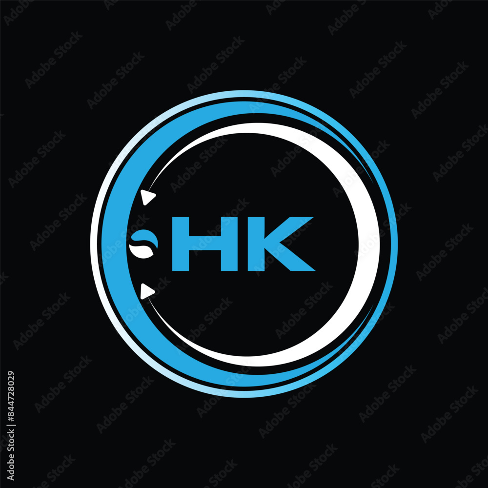 HK letter logo design with a circle shape HK Logo design. HK letter ...