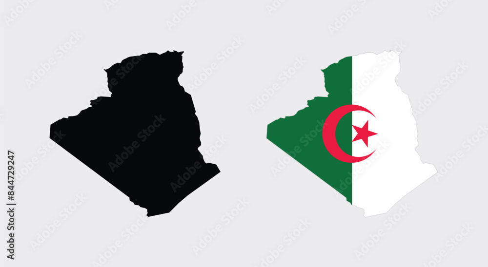 Vector Algeria Map. Map of Algeria with national Flag. Stock Vector ...