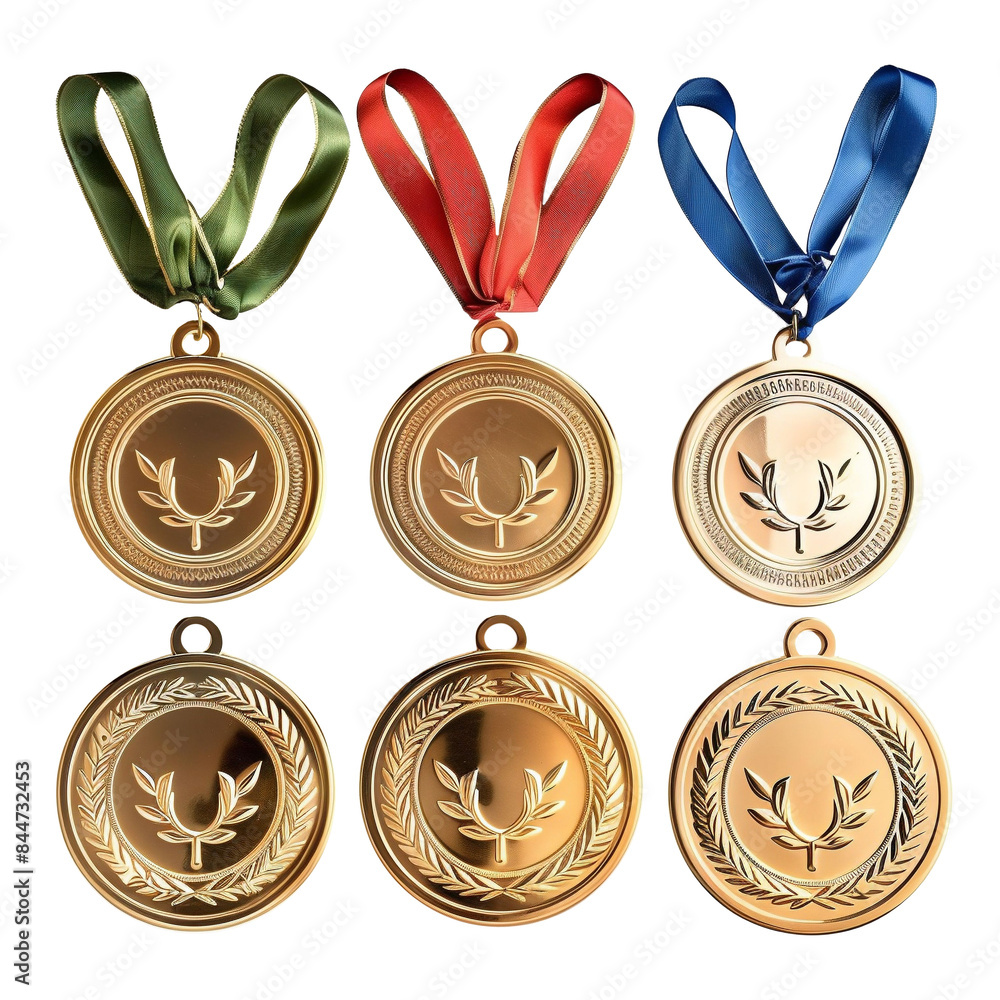set of gold silver and bronze medals on transparent png background ...