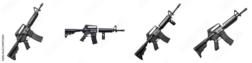M4 carbine isolated on transparent png background. Three different ...
