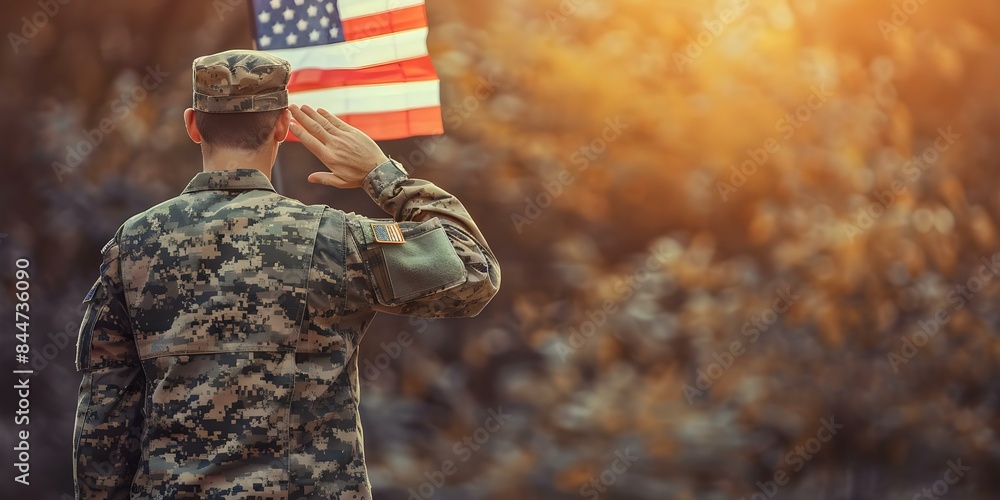 Soldier saluting American flag at military ceremony to honor Armed ... Soldier saluting American flag at military ceremony to honor Armed ...