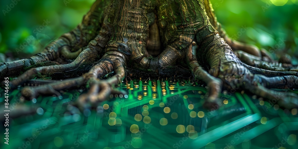 The Fusion of Tree Roots and Computer Circuit Boards a Symbol of Green ...