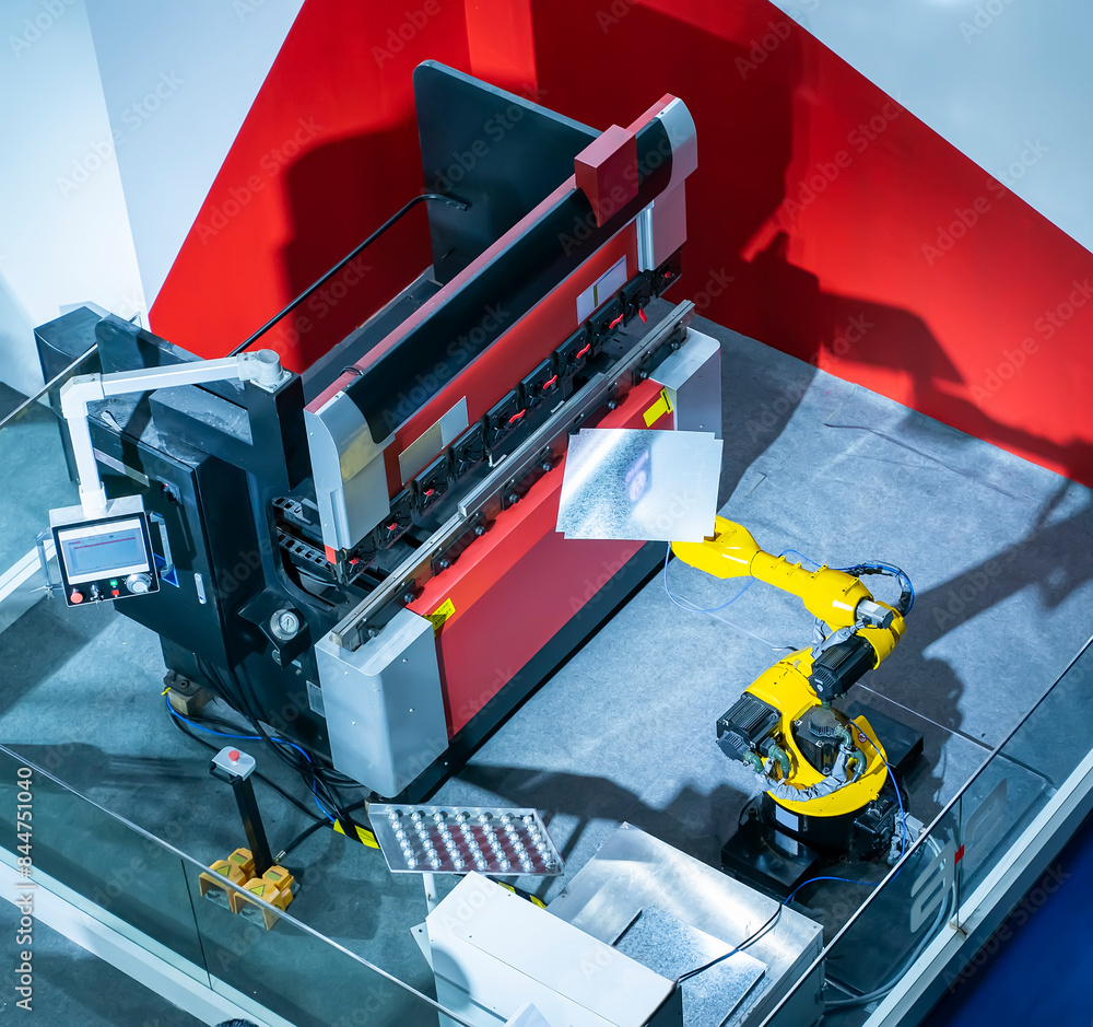 robot for metal handing sheet metal in forming process .Modern factory ...