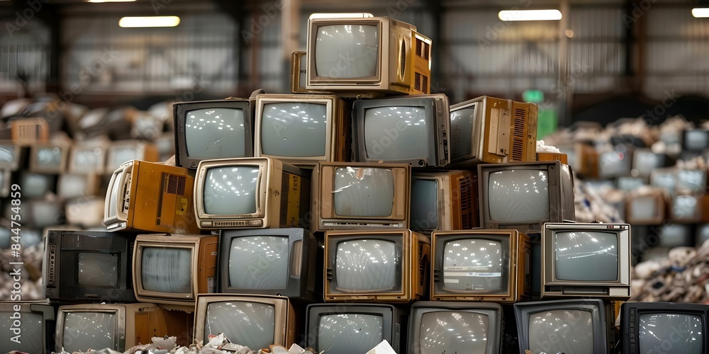 Electronic waste issue highlighted at recycling center with piles of ...