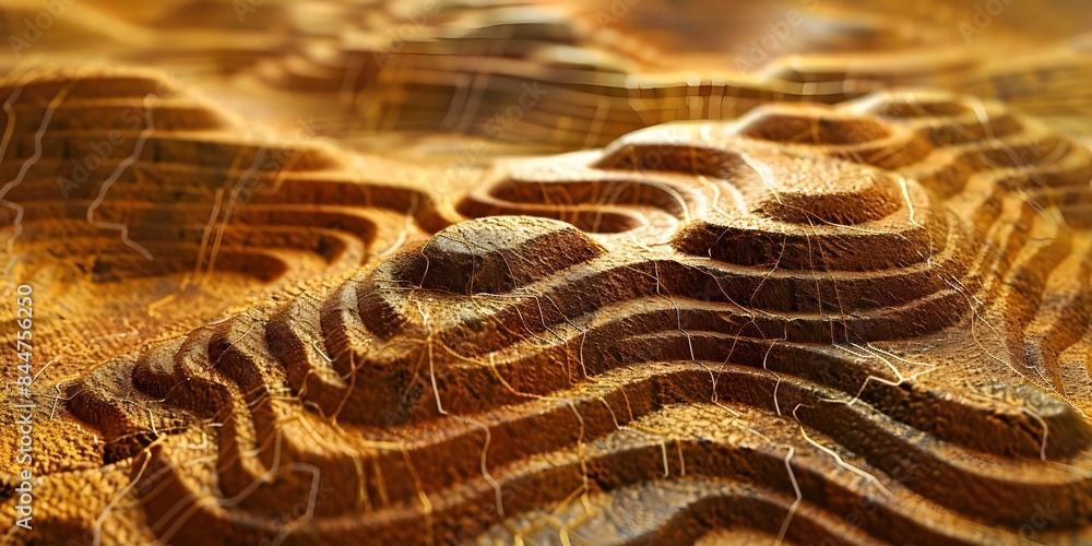 Topographic Map Visualizing Terrain Features with Contour Lines, Trails ...