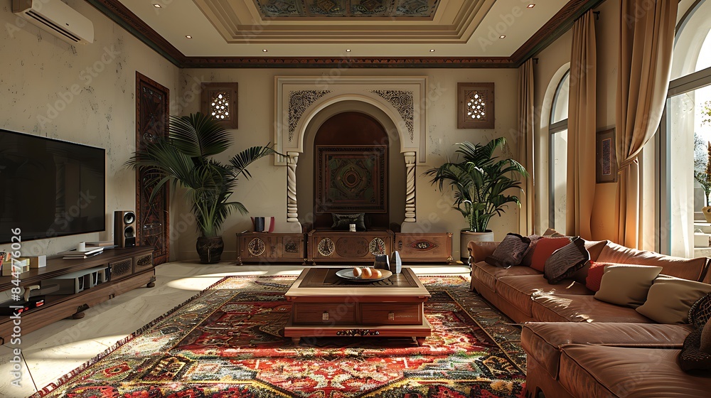Jordanian living room. Jordan. Luxurious and spacious living room with ...
