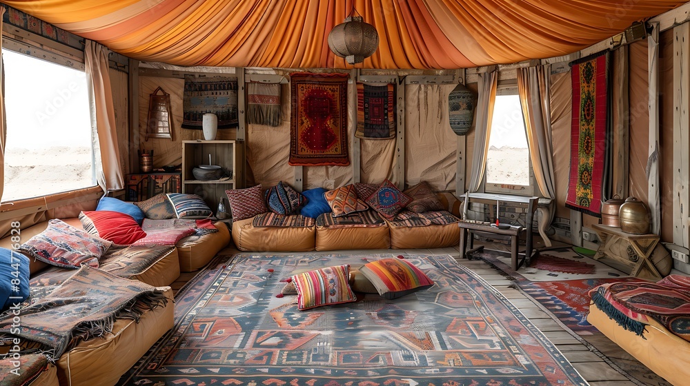 Mongolian living room. Mongolia. Cozy traditional tent interior with ...