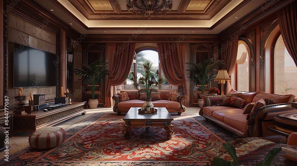 Saudi living room. Saudi-Arabia. Luxurious living room interior with ...