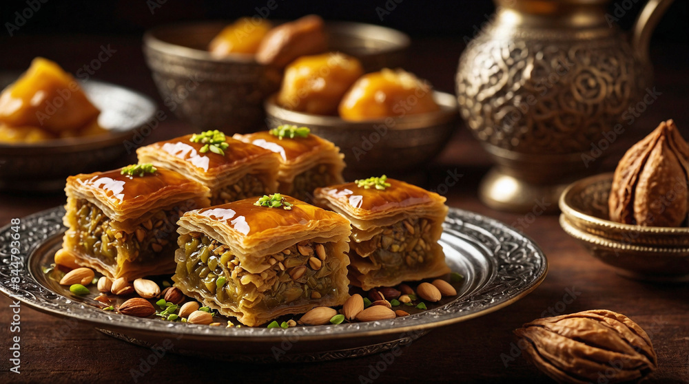 Baklava. baklava dessert. It is a layered pastry dessert made of filo ...