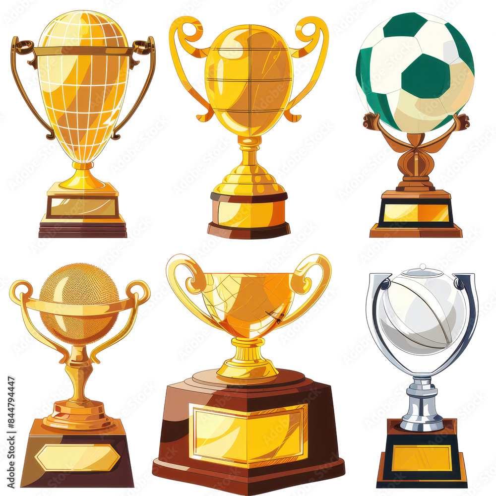 Sports Trophies Clipart Set, Isolated on White Background, PNG Die-Cut ...