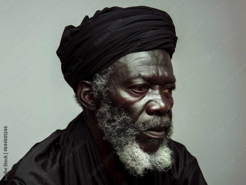 Man dark skin wearing skinny old man with beard, full body short, old ...