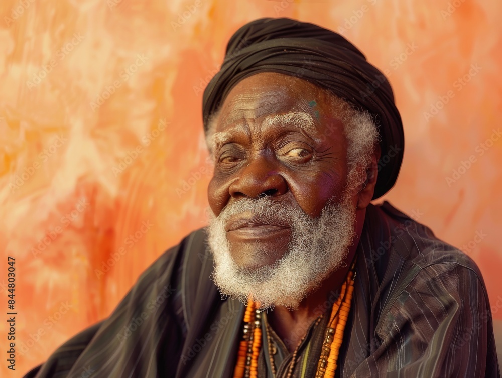 Man dark skin wearing skinny old man with beard, full body short, old ...