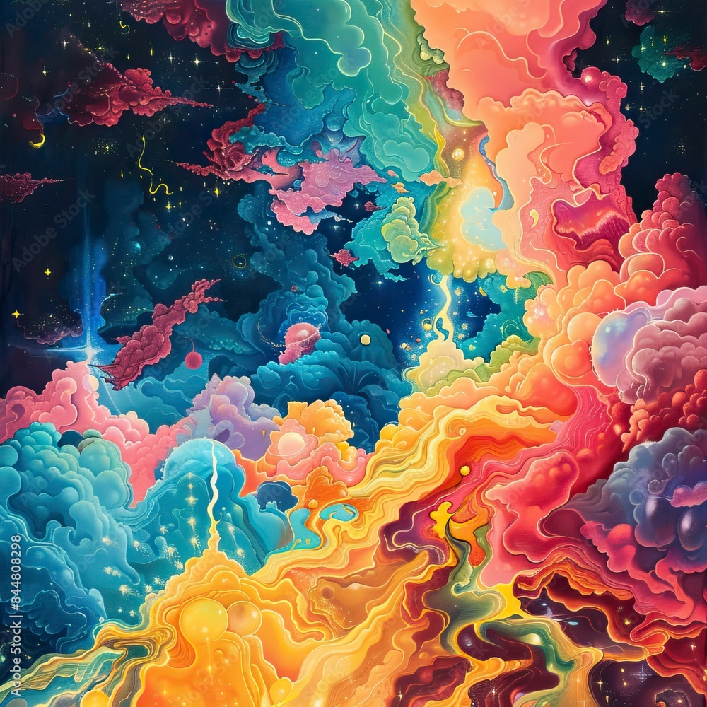 an image of a colorful dream that captures the surreal and psychedelic ...