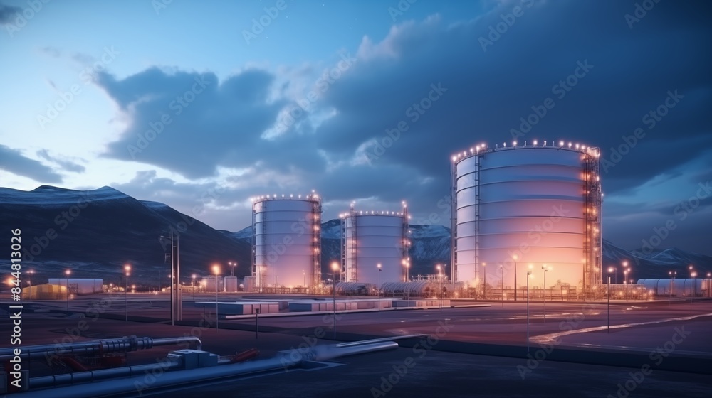 Massive LNG Storage Tank Facility - Modern Energy Infrastructure ...