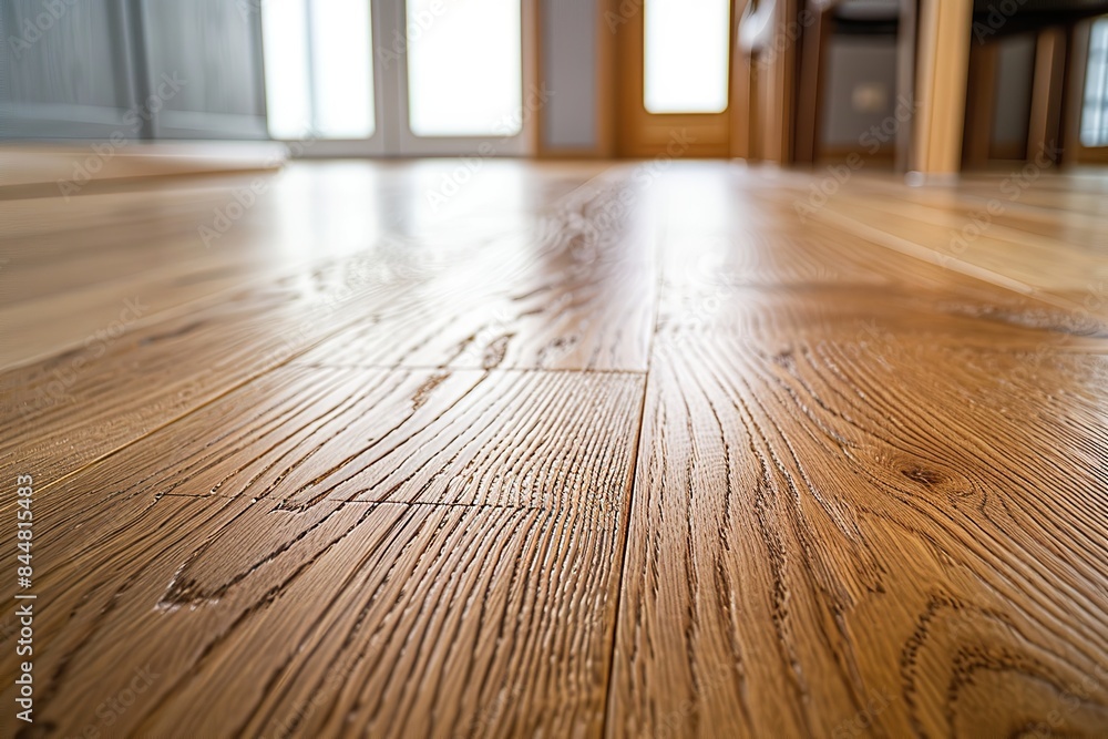 Wood floor. Light wooden flooring closeup. Shiny new hardwood floor ...
