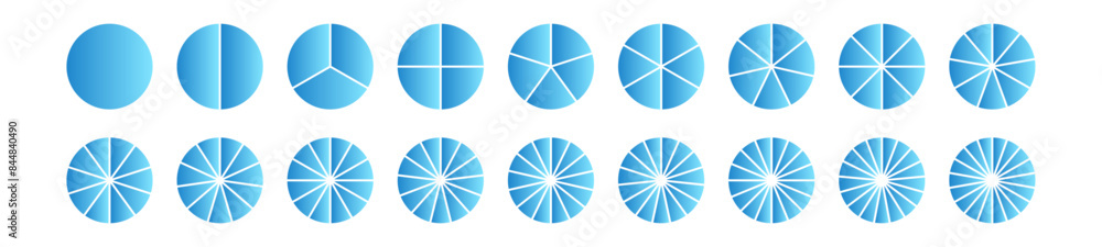 Pie chart with different segments in a circular diagram. wheel graph ...