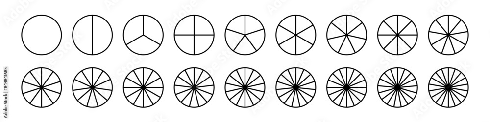 Pie chart with different segments in a circular diagram. wheel graph ...