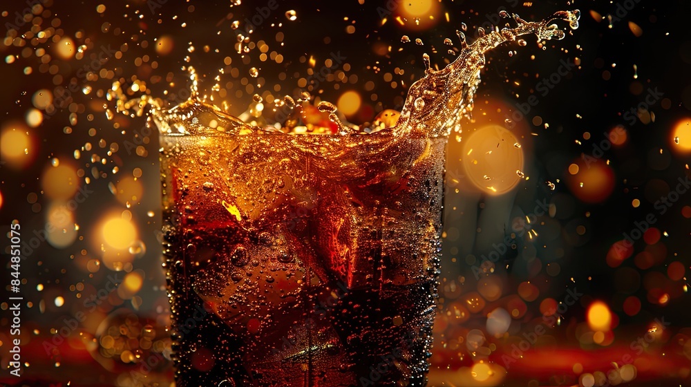 Dynamic Soda Splashes in Glasses. Photo of Soda Drinks Description ...