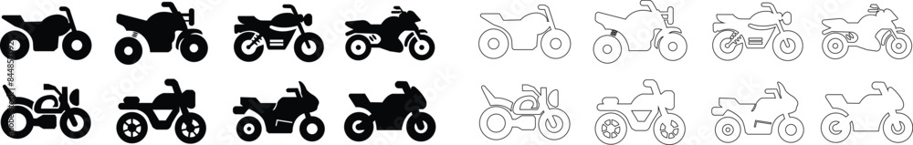 List of different type of motorcycle, bike, and motorbike icon set ...