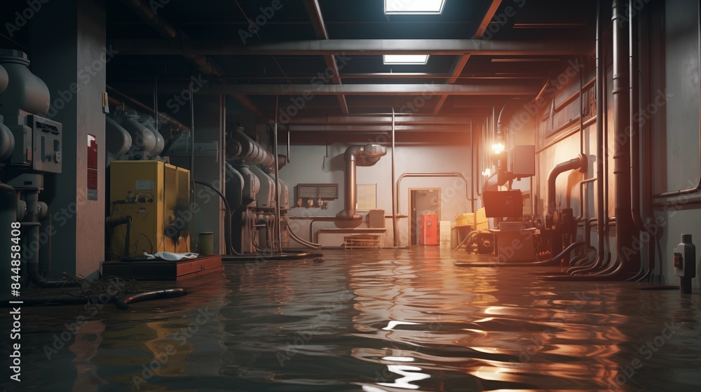 Taking out floodwater in a basement or electrical room after a leak ...