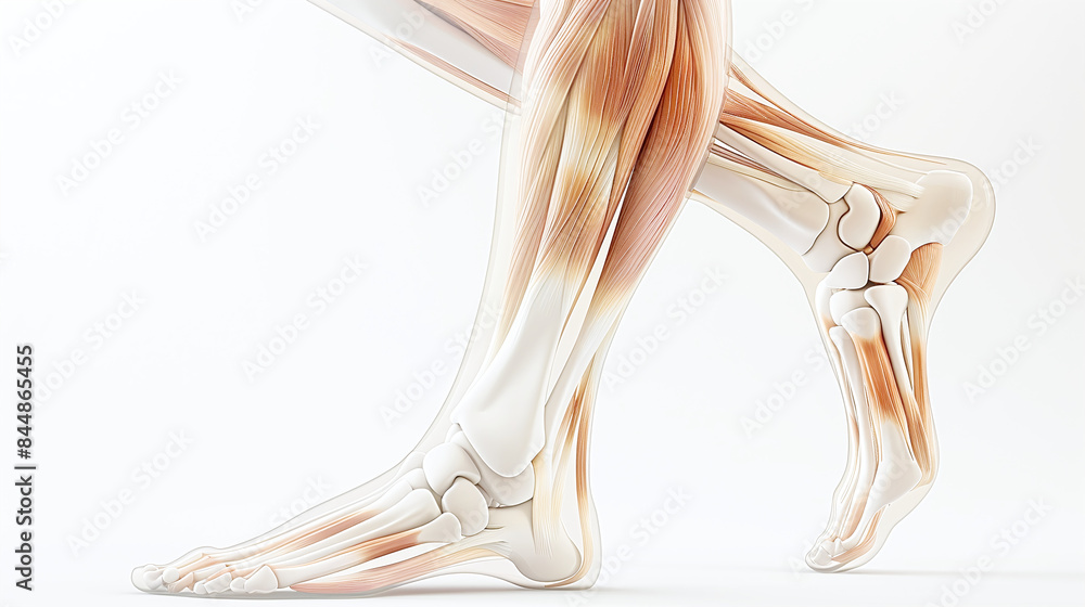 Human Leg Muscles and Bones Anatomy Medical Illustration on White ...