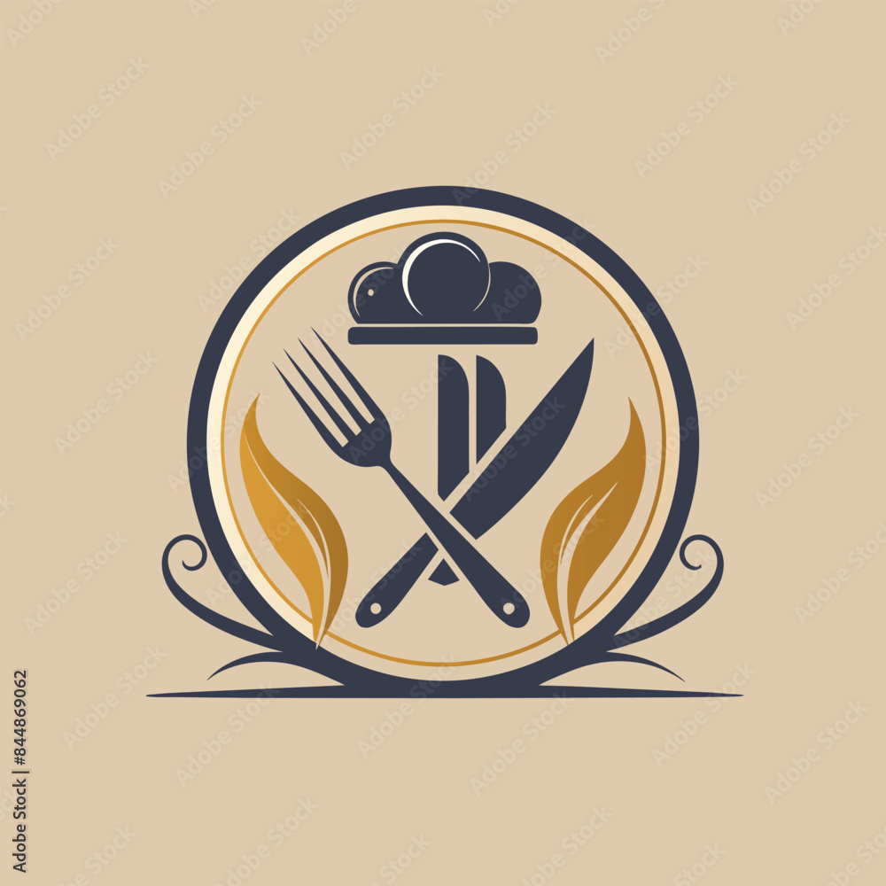 A simple and elegant logo design for a high-end restaurant, featuring a ...