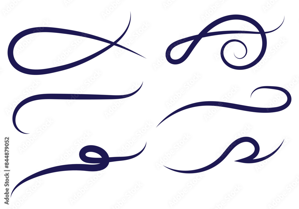 Vetor de Set of Swoosh and swoop underline typography tails shape in ...