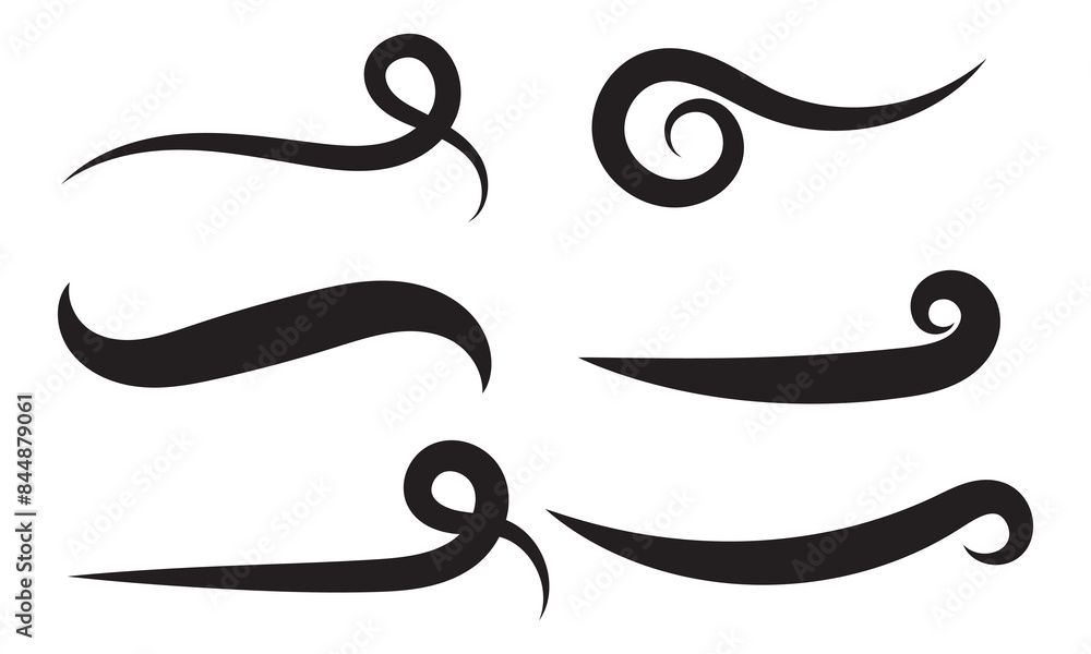 Set of Swoosh and swoop underline typography tails shape in flat styles ...