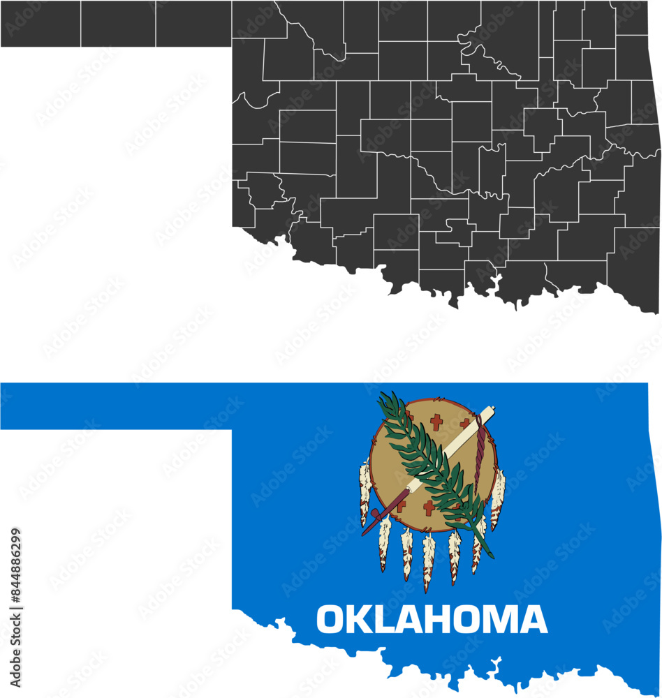 Oklahoma state of USA. Oklahoma flag and territory. States of America ...