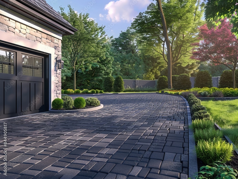 Driveway paving flat design side view driveway construction animation ...