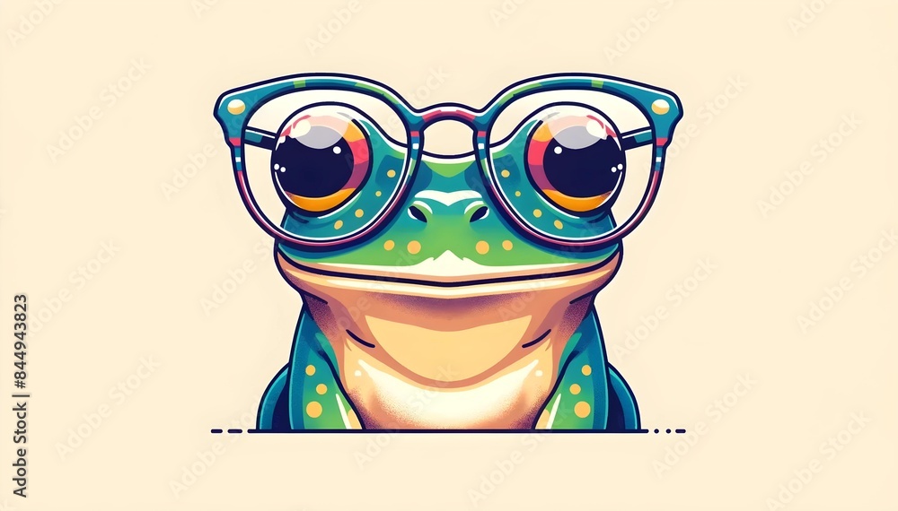 Cartoon colorful frog with sunglasses. Illustration of a smart frog ...