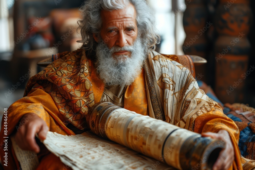Passover Celebration: Moses with Torah Scroll, Sharing Joy on Pesach ...