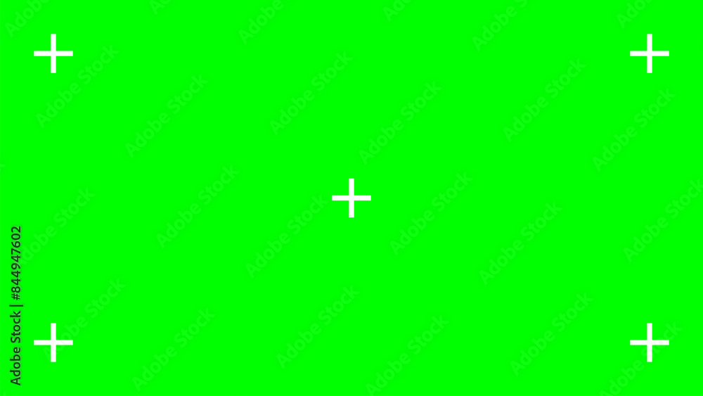 Greenscreen background with white tracking cross marks. Chroma key ...