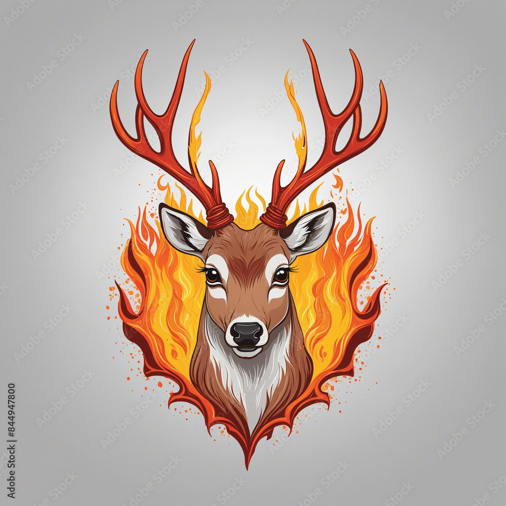 Fiery Deer Vector Logo Illustration iVar Burning Symbol Design Stock ...