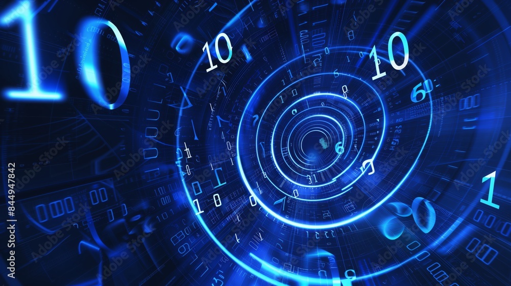 Futuristic blue digital technology background with abstract circuit ...