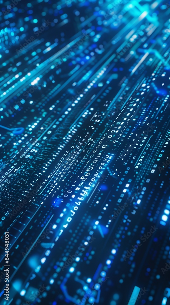 Futuristic blue digital technology background with abstract circuit ...