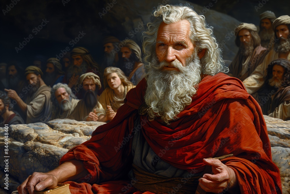 Moses Receives Divine Commandments - The Ten Laws Given to Moses Stock ...