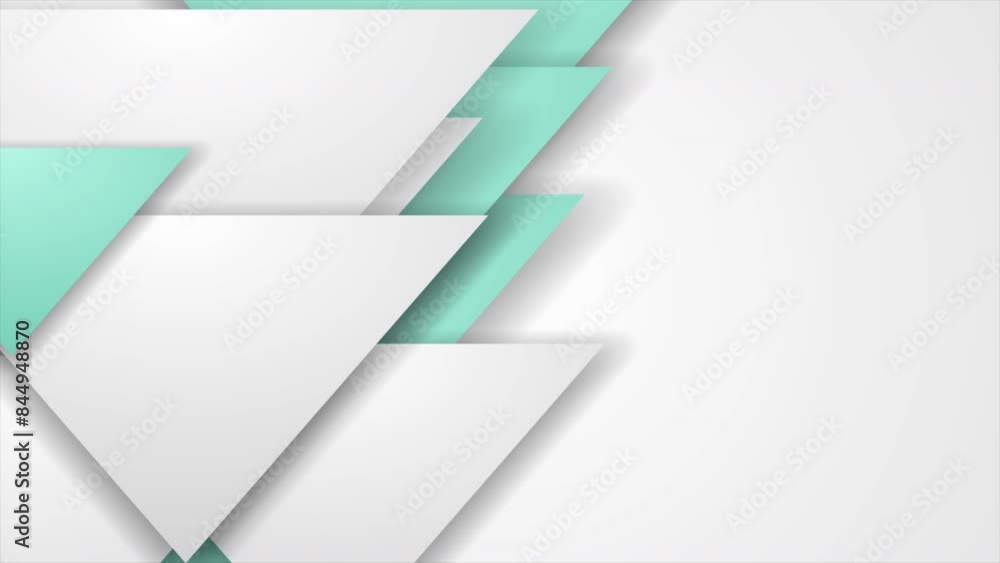 Mint and grey paper triangles abstract tech background. Seamless ...