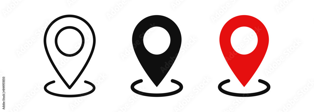 Poster Location icon set, Map pin place marker – Wall Art | UkPosters