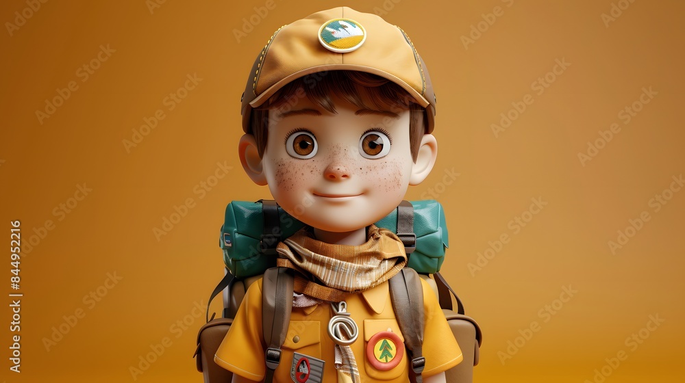 portrait of confident handsome boy in scout uniform with different ...