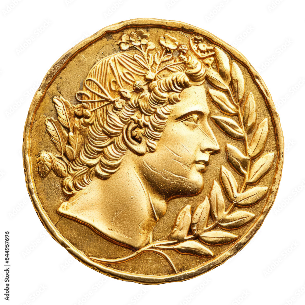 Ancient Greek gold coin, Alexander the Great, 3rd century BC, in white ...