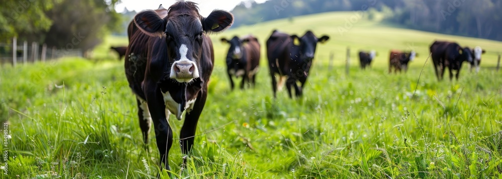 Farm animal cattle cows ranch horizontal banner wallpaper background ...
